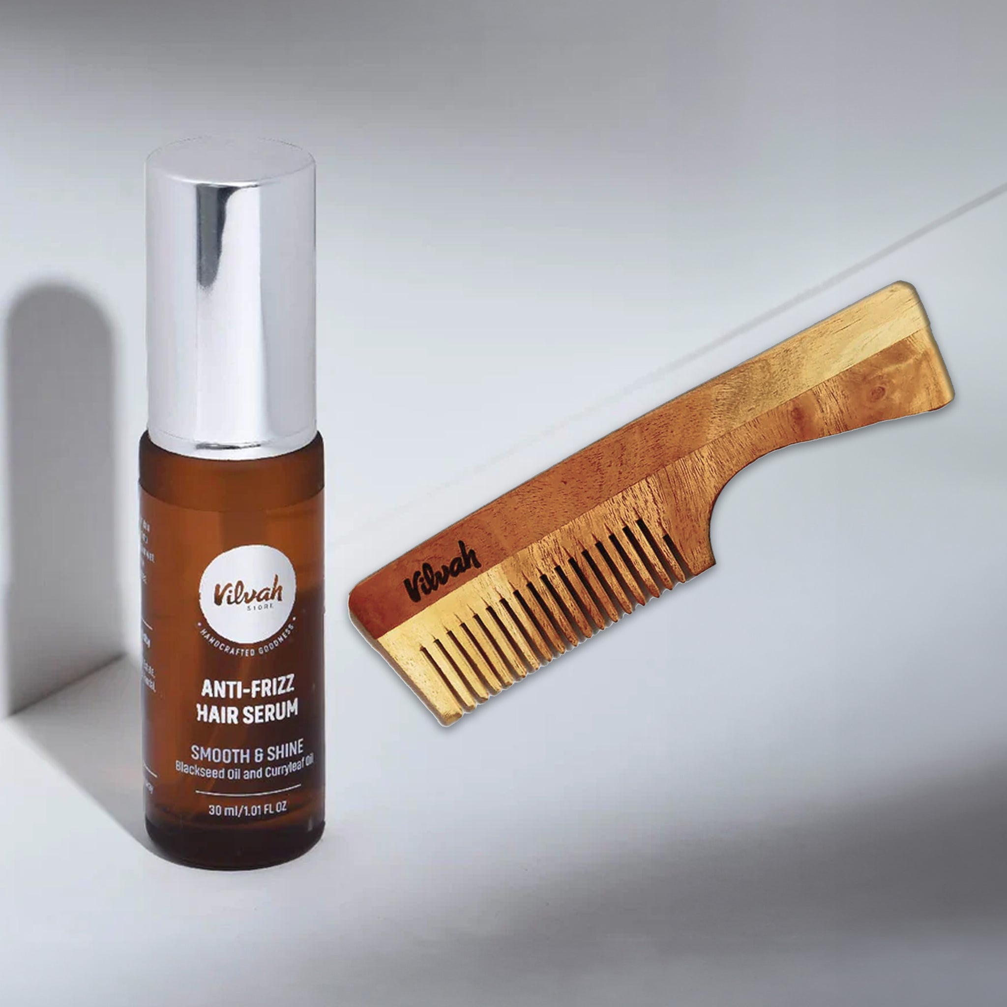 Anti Frizz Kit - Combo of Anti-Frizz Hair Serum & Neem Wood Comb